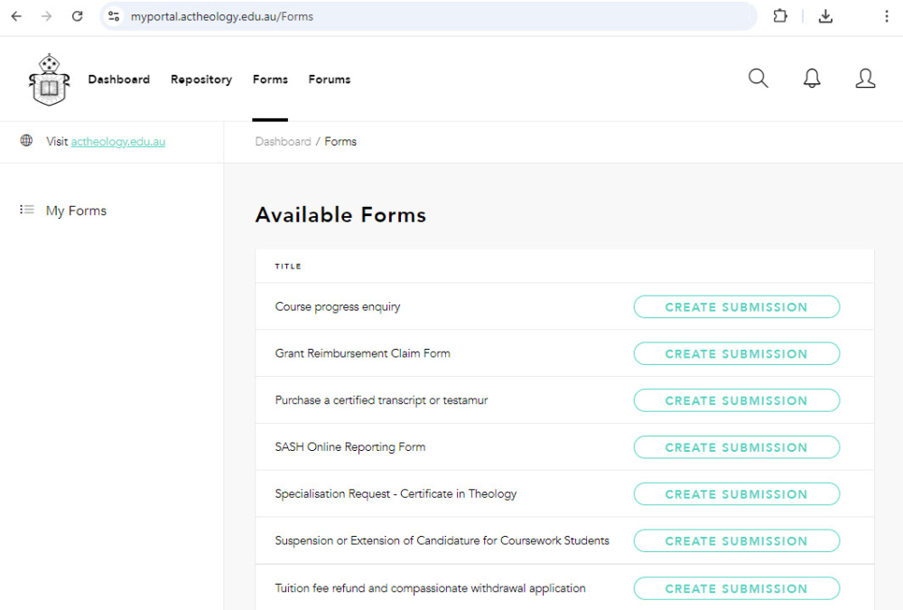Student MyPortal Instructions – Australian University of Theology